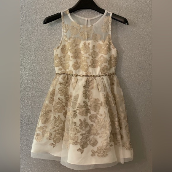Rare Editions | Dresses | Rare Editions Metallic Gold Embroidered ...